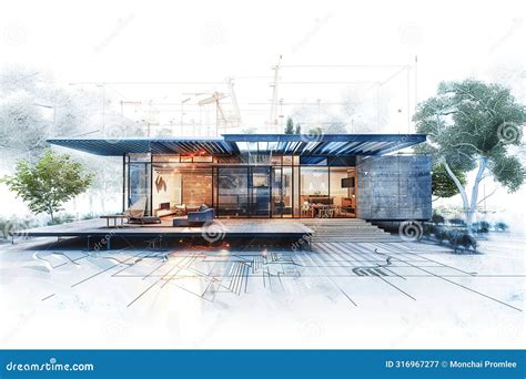Blueprint And Digital Rendering Of A Modular Building That Incorporates Biomimicry For Enhanced