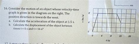 solved 16 consider the motion of an object whose