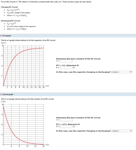 Solved For an RC Circuit τ RC where τ is the time Chegg