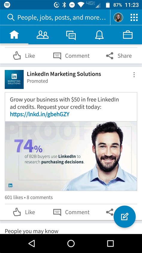Sponsored Linkedin Ad Uses A Statistic To Prove Their Point Uses A Human Face To Capture