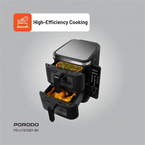 Porodo Lifestyle Double Stack Air Fryer With 12 Presets Black