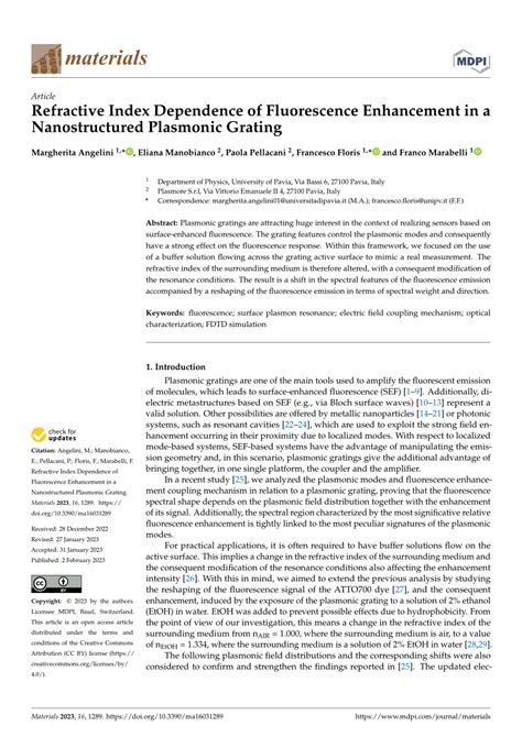 Pdf Refractive Index Dependence Of Fluorescence Enhancement In A Nanostructured Plasmonic Grating