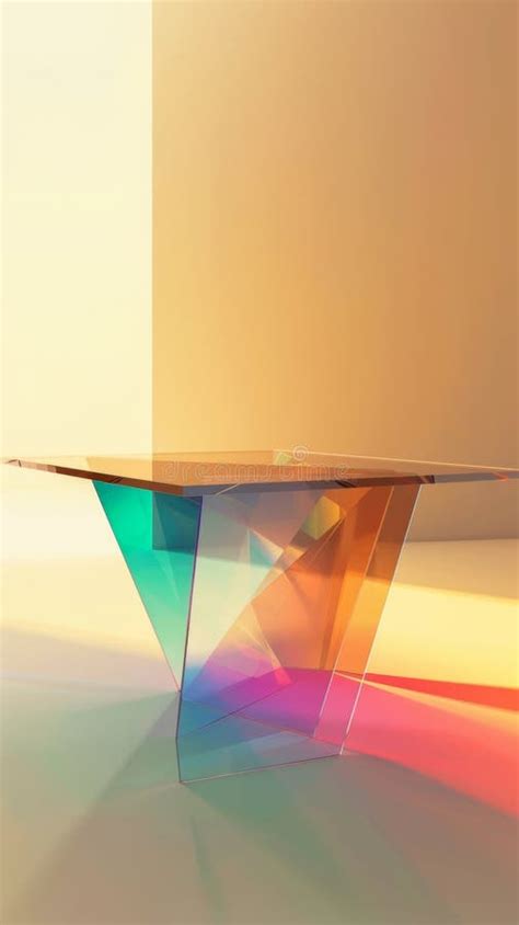 A Triangular Table With Angled Edges And A Gradient Of Colors Fading