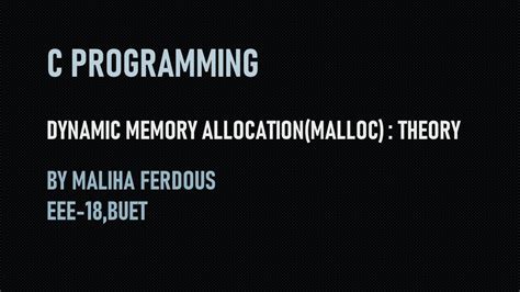 Dynamic Memory Allocation Theory Cse 110 C Programming Youtube