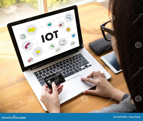 IOT Business Man Hand Working And Internet Of Things IoT Word Stock Photo Image Of Concept