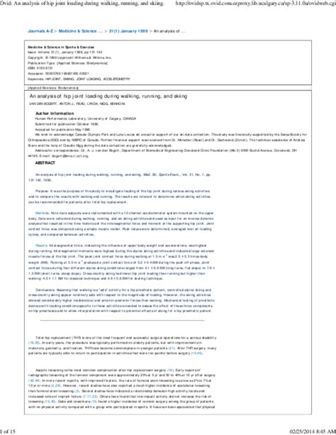 Pdf An Analysis Of Hip Joint Loading During Walking Running And Skiing