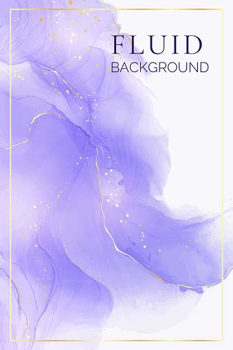 황금 선이있는 보라색 라벤더 액체 수채화 대리석 배경 파스텔 퍼리윙클 알코올 잉크 그리기 효과 웨딩 초대 메뉴 Rsvp에 대한