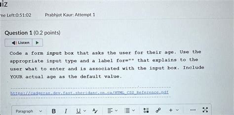 Solved Code A Form Input Box That Asks The User For Their