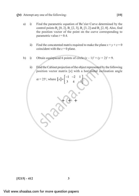 Computational Geometry 2017 2018 B Sc Mathematics Semester 6 Tybsc 2013 Pattern Question Paper