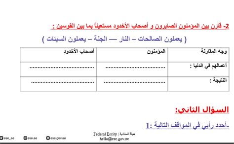 اختبار داعم التقويم الأول التربية الإسلامية الصف الرابع الفصل الأول سراج