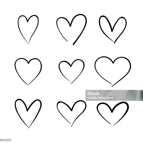 흰색 배경에 격리 된 하트 손으로 그린 아이콘 포스터 벽지 및 발렌타인 데이 하트 컬렉션 크리에이티브 아트 그리기에 대한 스톡 벡터 아트 및 기타 이미지 Istock