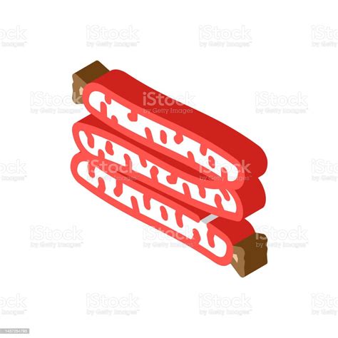 돼지 고기 소시지 고기 아이소 메트릭 아이콘 벡터 일러스트 레이 션 고기에 대한 스톡 벡터 아트 및 기타 이미지 고기 구이 굽기 Istock
