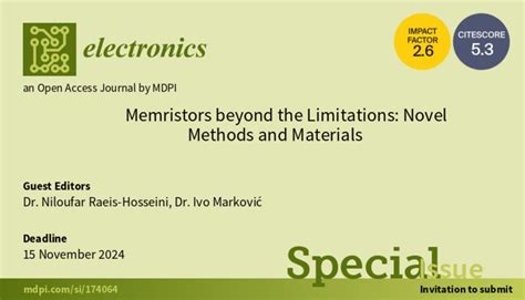 Electronics Mdpi On Linkedin Callforpapers Specialissue Memristors Mdpielectronics Openaccess