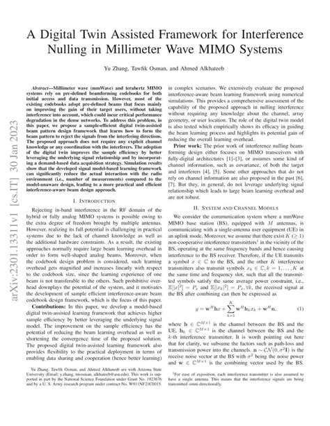 A Digital Twin Assisted Framework For Interference Nulling In Millimeter Wave Mimo Systems Deepai