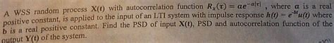 Solved A Wss Random Process Xwith Autocorrelation Function