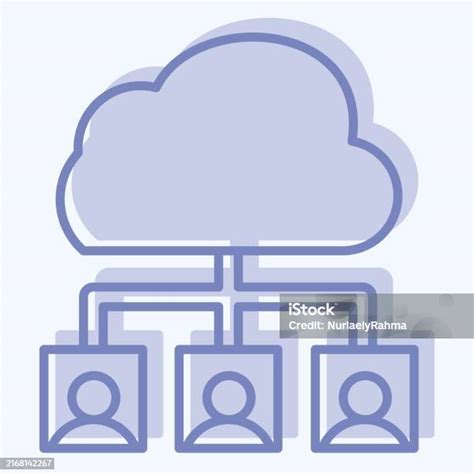 아이콘 클라우드 팀 네트워크 기호와 관련이 있습니다 투톤 스타일 간단한 일러스트레이션 Cpu에 대한 스톡 벡터 아트 및 기타