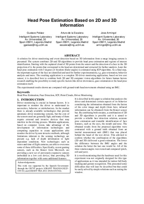 Pdf Head Pose Estimation Based On 2d And 3d Information