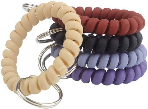 5 Piece High Quality Spring Spiral Stretchable Rubber Coil Keychain