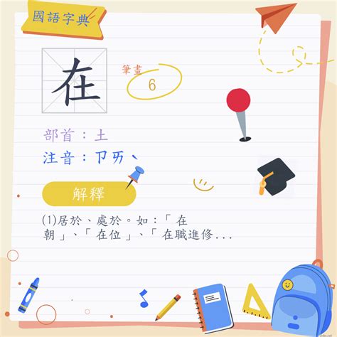 在 注音ㄗㄞˋ 部首土 《國語字典》📘