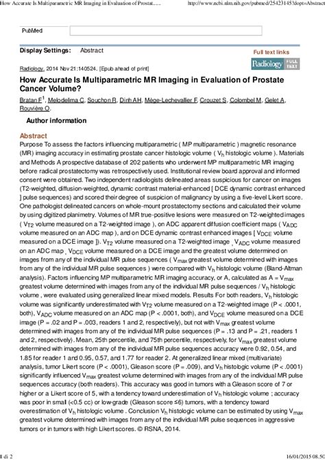 Pdf How Accurate Is Multiparametric Mr Imaging In Evaluation Of Prostate Cancer Volume