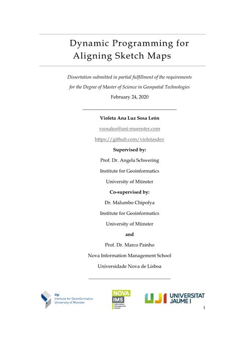 Pdf Dynamic Programming For Aligning Sketch Maps