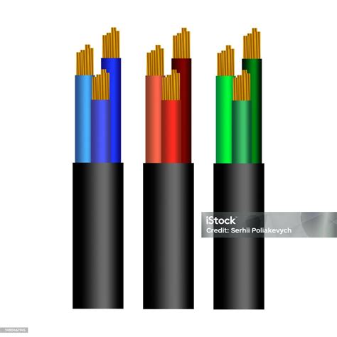 Power Cables Various Types With Electrical Wire Conductors Held Together With Overall Sheath