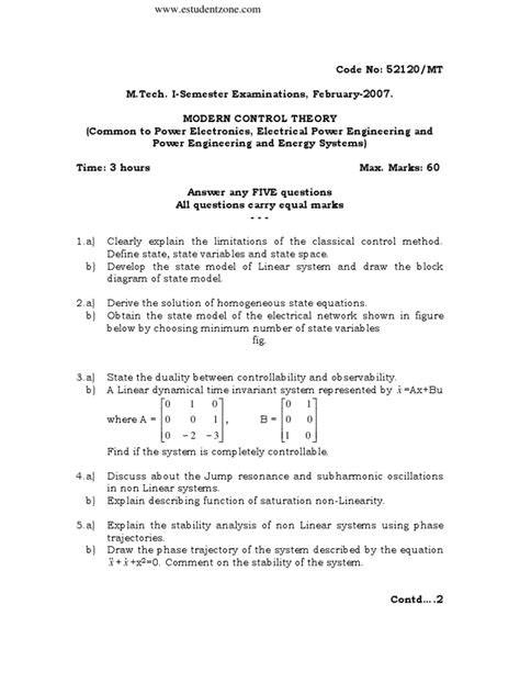Modern Control Theory 2007 Pdf Pdf Teaching Methods And Materials Technology And Engineering