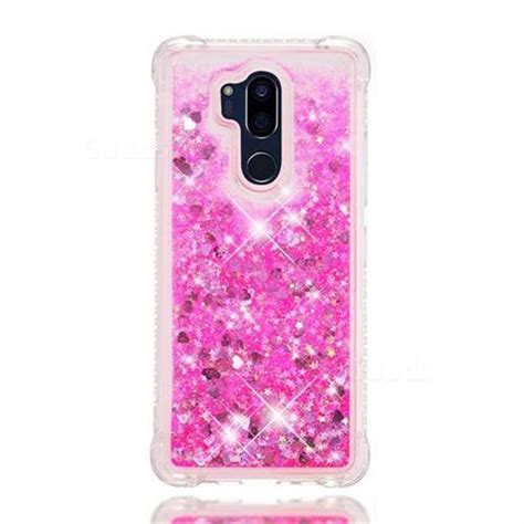 Dynamic Liquid Glitter Sand Quicksand Tpu Case For Lg G Thinq Pink Love Heart Back Cover