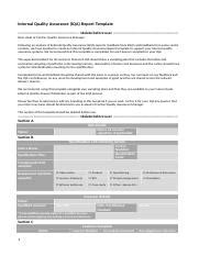 Internal Quality Assurance Report Template For Effective IQA Course Hero