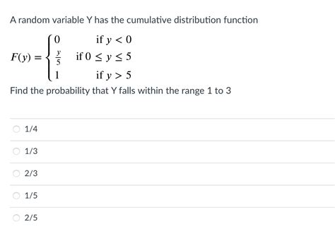 Solved A Random Variable Y Has The Cumulative Distribution Chegg