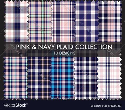 Pink Navy Plaid Tartan Seamless Pattern Collection