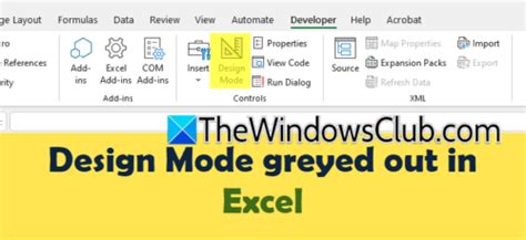 Design Mode Greyed Out In Excel How To Enable It