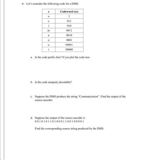 Solved 6 Let S Consider The Following Code For A DMS A Is Chegg Com