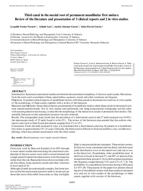 Pdf Third Canal In The Mesial Root Of Permanent Mandibular First