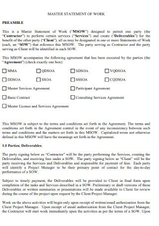 SAMPLE Work Statements In PDF MS Word
