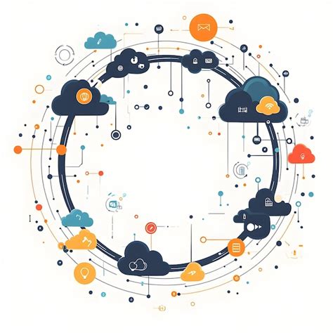 Flat Cloud And Circuit Path Frame Concept As A Minimalistic Border Frame Featuring Cloud Icons