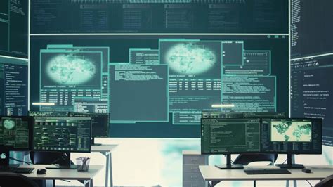 Advanced Cyber Surveillance Room With No Personnel Present