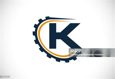 기어가 있는 이니셜 K 알파벳 기어 엔지니어 로고 디자인 자동차 기계 기술 설정 수리 사업 및 회사 정체성에 대한 로고 강철에