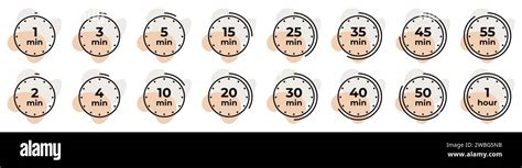 Timer Clock Stopwatch Isolated Set Icons Countdown Timer Symbol Icon Set Vector Illustration