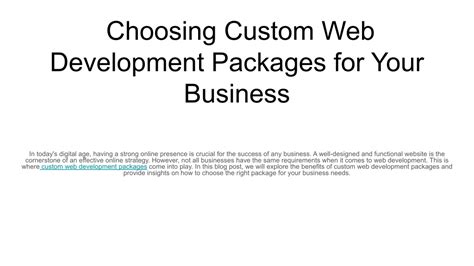 Ppt Choosing Custom Web Development Packages For Your Business Powerpoint Presentation Id