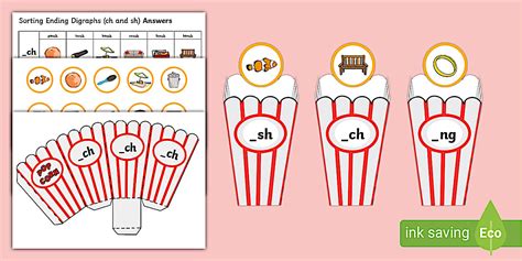 Sorting Ending Digraphs Sh And Ch Cut Outs Teacher Made