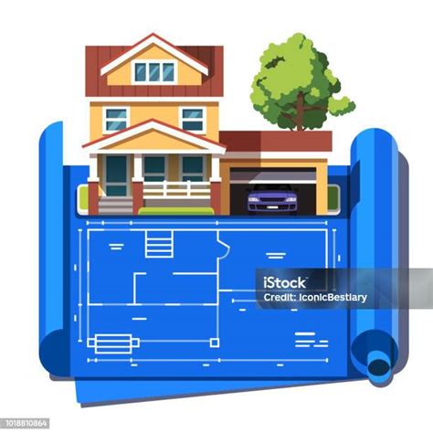 식민 건축 스타일 하우스 건물 바닥 계획 청사진 평면 스타일 벡터 주차장 건물에 대한 스톡 벡터 아트 및 기타 이미지 주차장 건물 차고 청사진 Istock