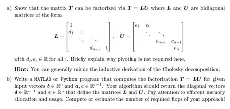 Solved Factorizing Tridiagonal Matrices In This Exercise