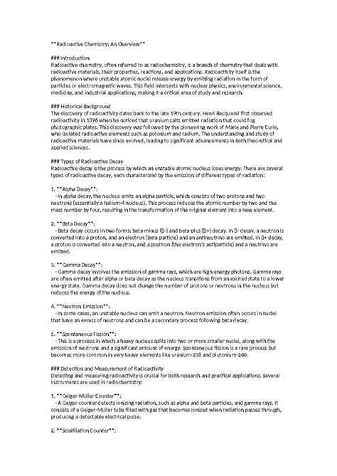 Radioactive Chemistry Radioactivity Itself Is The Phenomenon Where