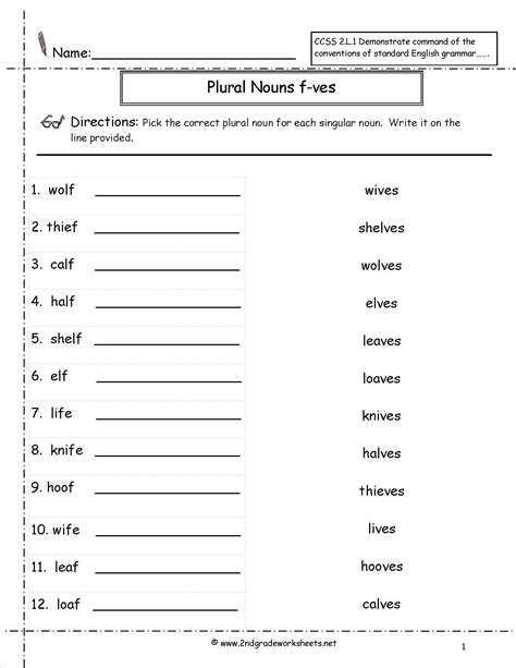 Irregular Plural Nouns Worksheets