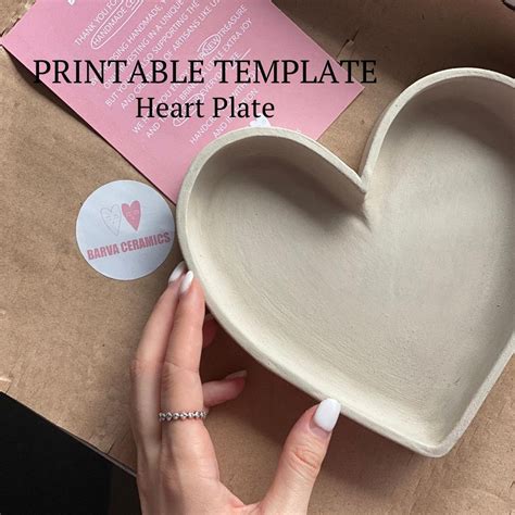 Heart Plate Pottery Template Diy Slab Building Pdf Etsy
