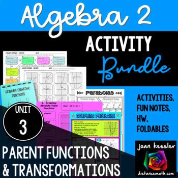 Parent Functions And Transformations Algebra 2 Unit 3 Activity Bundle