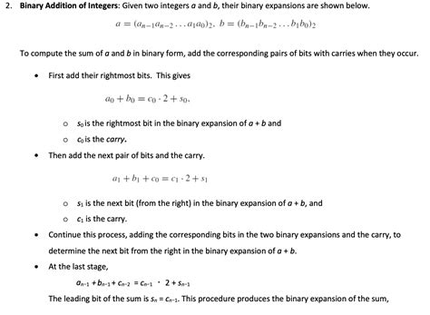 Solved 2 Binary Addition Of Integers Given Two Integers A