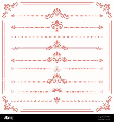 Vintage Set Of Vector Decorative Elements Horizontal Separators In The