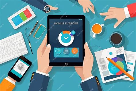 Mobile App Development Concept Hands Holding Tablet Premium Ai